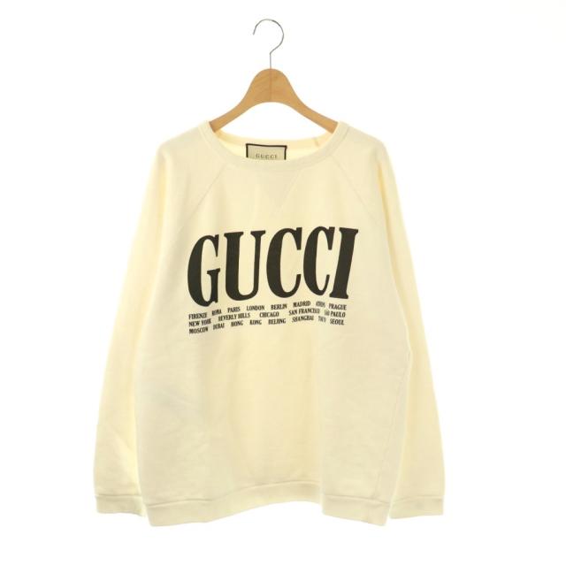 【中古】グッチ GUCCI 517139 スウェット トレーナー 長袖 コットン S アイボリー /NR ■GY57 メンズ