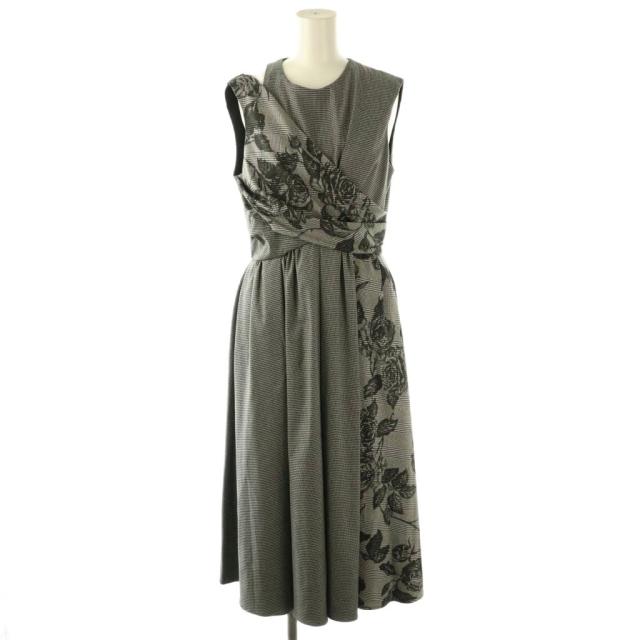 【中古】エムエスジーエム MSGM ワンピース ロング 千鳥柄 花柄 40 ブラック グレー /DF ■GY57 レディース