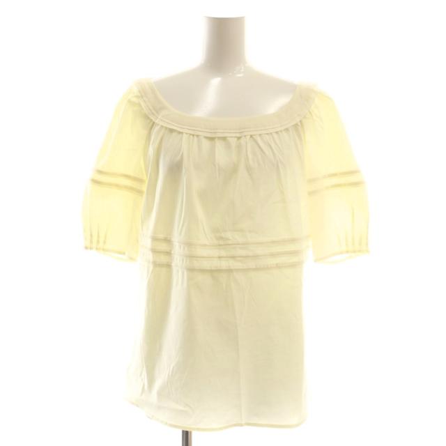 【中古】ミュウミュウ miumiu ブラウス カットソー 五分袖 ボートネック 38 アイボリー /AT ■OS ■GY57 レディース