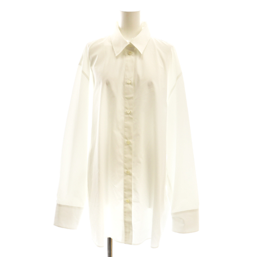 【中古】ニナリッチ NINA RICCI オーバーサイズシャツ バック刺繍 長袖 スタンドカラー 34 白 ホワイト