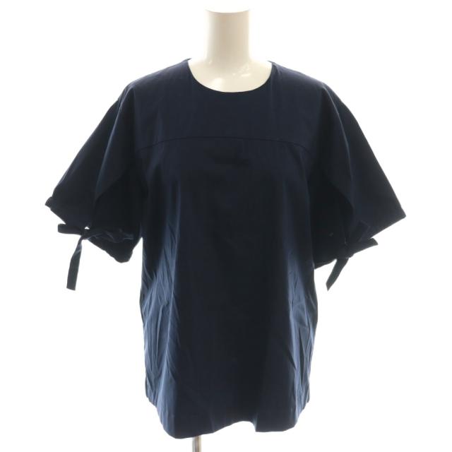 【中古】ジルサンダー JIL SANDER ブラウス シャツ プルオーバートップス リボン 36 紺 ネイビー /CX ■GY57