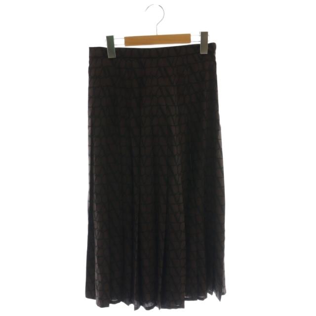 【中古】ヴァレンティノ ヴァレンチノ VALENTINO トワル イコノグラフ プリーツスカート シルク フレア 総柄 38