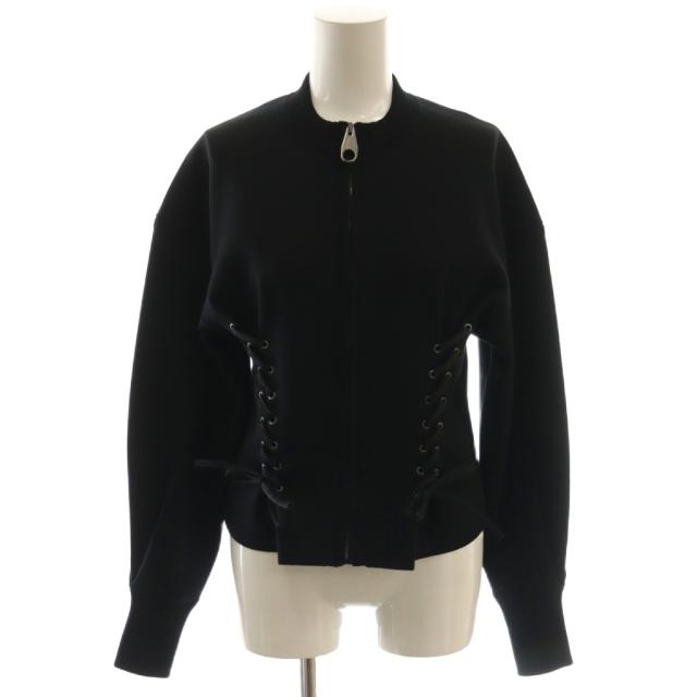 【中古】クロエ CHLOE レースアップ ニットジャケット ブルゾン XS ブラック /DF ■GY57 レディース