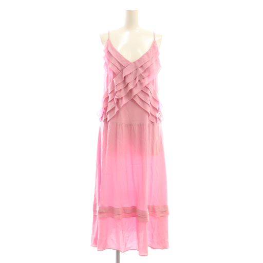 【中古】ヌメロヴェントゥーノ N°21 キャミソール ワンピース ロング フリル シルク混 36 ピンク レディース