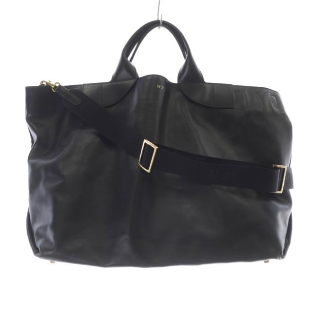 【中古】ヌメロヴェントゥーノ ラージ ショルダー トートバッグ ハンドバッグ 2way レザー 黒 /SR ■GY57 レディース