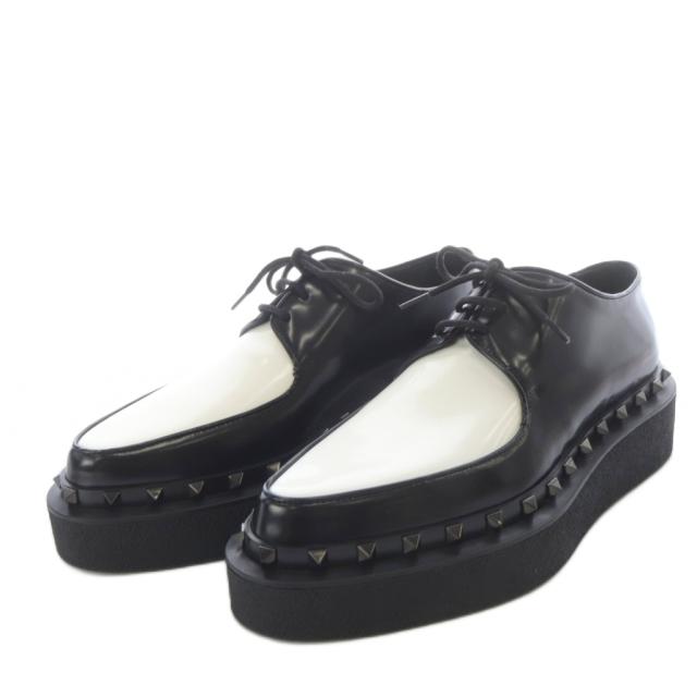 【中古】ヴァレンティノ ガラヴァーニ VALENTINO GARAVANI ロックスタッズ プラットフォーム 39 ブラック ホワイト