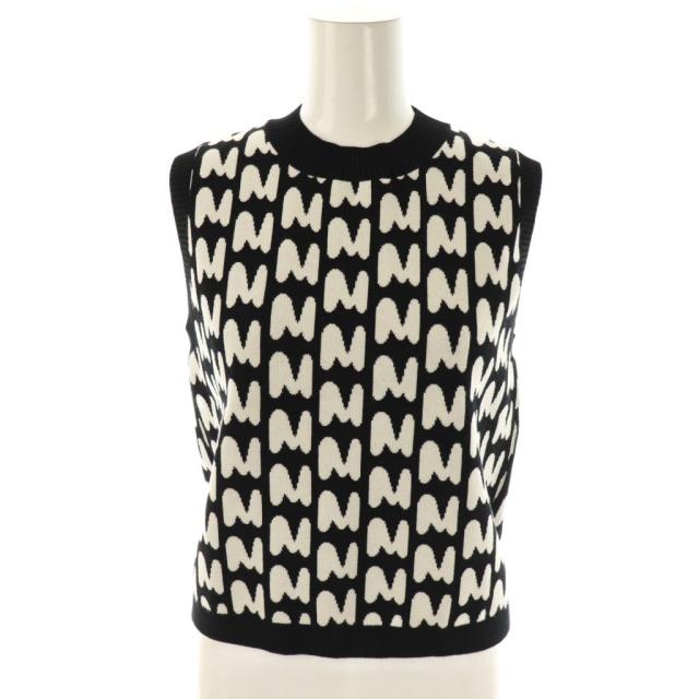 【中古】エムエスジーエム MSGM ニットベスト ロゴ プルオーバー S ブラック ホワイト /DF ■GY57 レディース