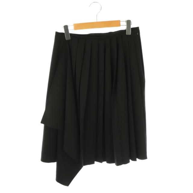 【中古】ヌメロヴェントゥーノ N°21 23AW スカート 38 黒 ブラック プリーツ アシンメトリー ミディ丈 /HK ■GY57