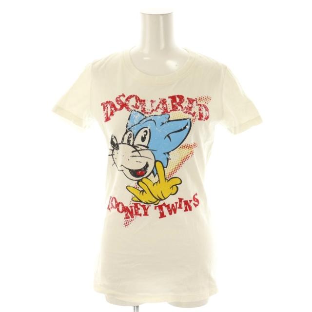【中古】ディースクエアード DSQUARED2 Tシャツ カットソー 半袖 プリント M ホワイト /DF ■GY57 レディース