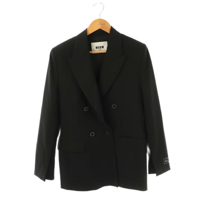 【中古】エムエスジーエム MSGM 23AW テーラード ジャケット ダブル ブレザー ウール 38 ブラック 黒 レディース