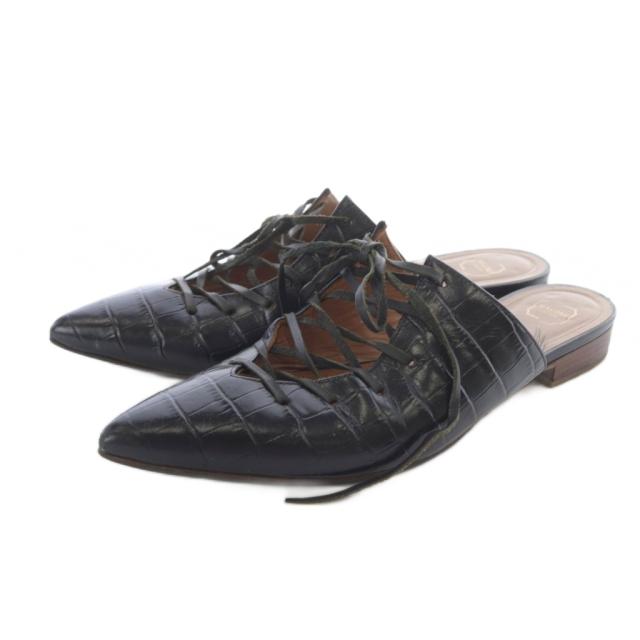 【中古】マローンスリアーズ MALONE SOULIERS パンプス 型押し 36.5 黒 ブラック /SR ■GY57 レディース