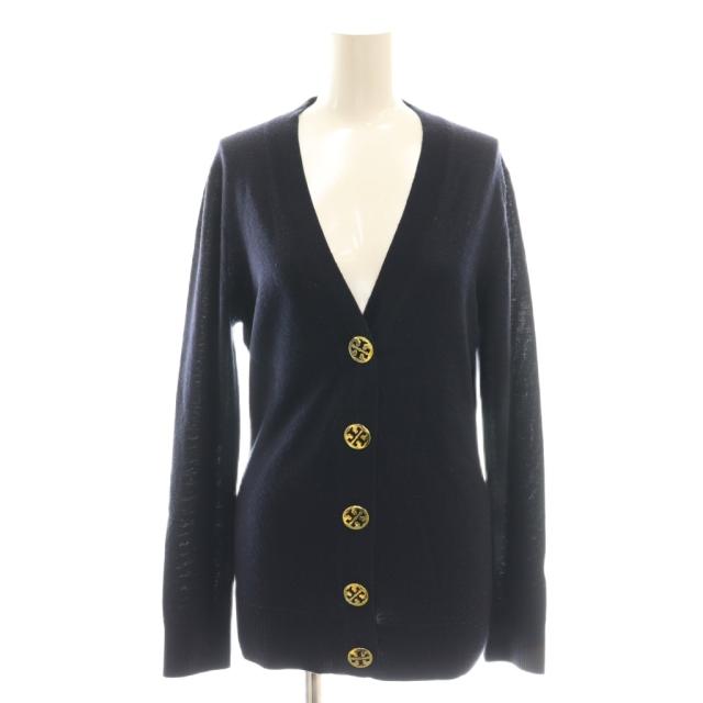 【中古】トリーバーチ TORY BURCH ニット カーディガン 金ボタン S ネイビー レディース