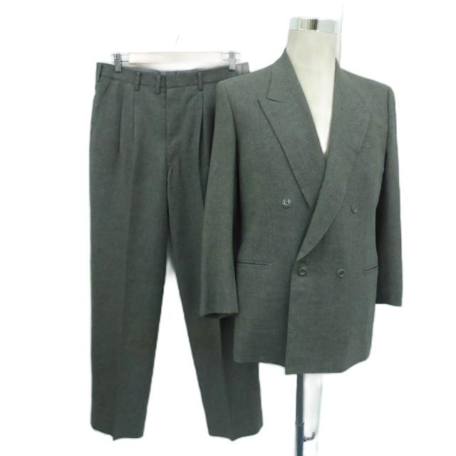 【中古】エルメネジルドゼニア スーツ セットアップ 上下 テーラードジャケット ダブル ミドル丈 スラックスパンツ