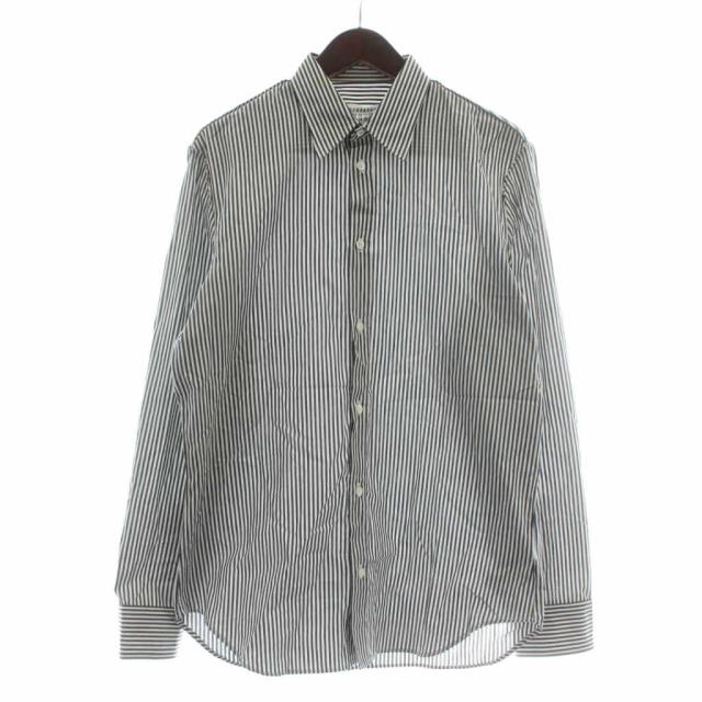 【中古】メゾンマルジェラ 10 Maison Margiela 10 18AW シャツ 長袖 ストライプ 総柄 41 M 黒 白 S50DL0341 S49199