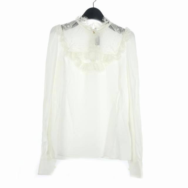 【中古】ディースクエアード DSQUARED2 レース 切替シャツ Tシャツ 長袖 バックジップ 36 ホワイト S75NC1013