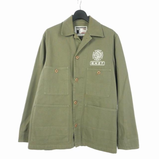 【中古】ネイバーフッド NEIGHBORHOOD 98年 初期 アーカイブ カバーオール アイアンクロス プリント M カーキ メンズ