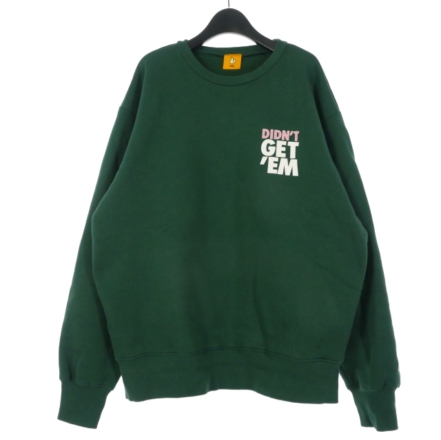 【中古】FR2 スニーカーダンク DIDN'T GET'EM Crew Sweat クルーネックスウェット トレーナー プリント XL グリーン 緑