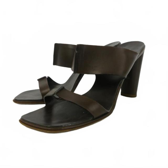 【中古】ロエベ LOEWE レザーサンダル ハイヒール 38 1/2 ブラウン レディース