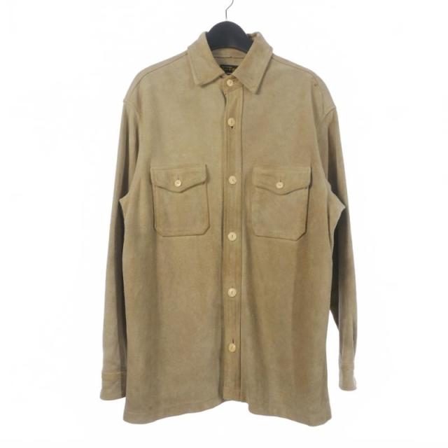 【中古】レットイットライド LET IT RIDE スエード レザー シャツ ジャケット ブルゾン M ベージュ メンズ