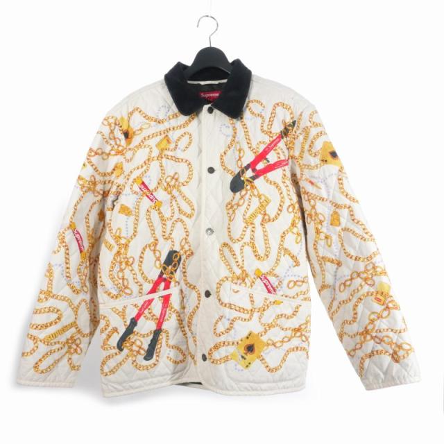 【中古】シュプリーム SUPREME 20AW Chains Quilted Jacket チェーンキルトジャケット XL ホワイト メンズ