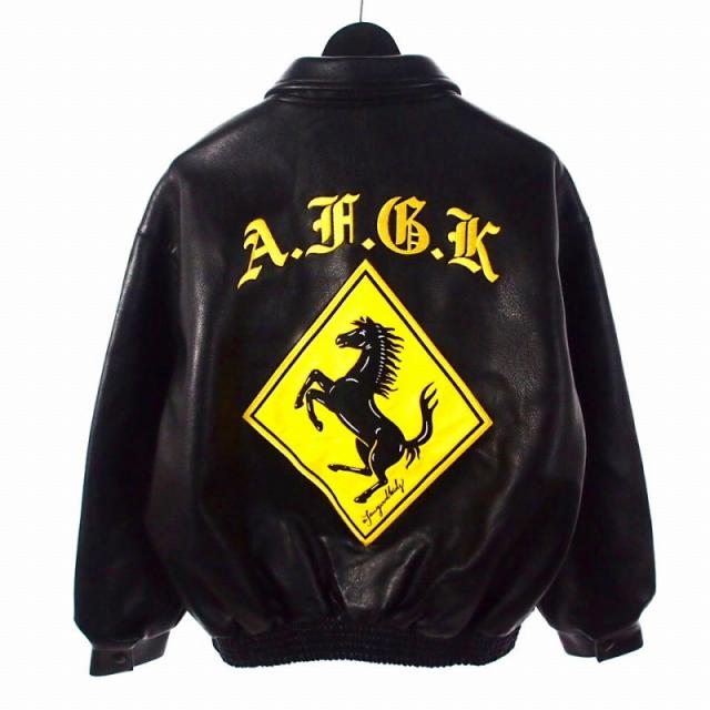 【中古】アフューグッドキッズ A FEW GOOD KIDS レザージャケット スタジャン ブルゾン 上着 S ブラック 黒 メンズ