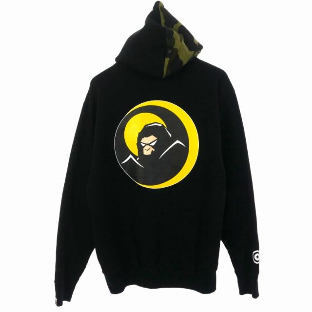 【中古】アベイシングエイプ A BATHING APE SHADOW BAPE RELAXED FIT FULL ZIP HOODIE パーカー M ブラック 黒