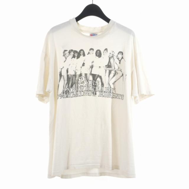 【中古】フォーティーパーセントアゲインストライツ  90s 2周年 モデル Tシャツ カットソー 半袖 Hanes L ホワイト 白