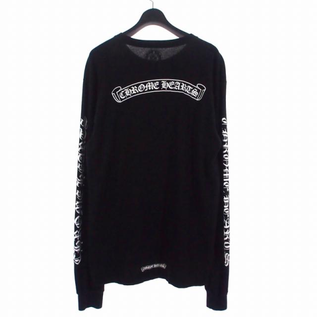 【中古】クロムハーツ CHROME HEARTS スクロールラベルロングロゴTシャツ カットソー 長袖 XL ブラック