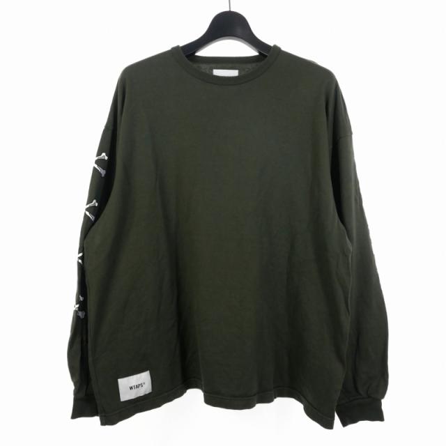 【中古】ダブルタップス WTAPS Tシャツ 長袖 ロングスリーブT コットン 03 オリーブグリーン 222ATDT-CSM12 メンズ