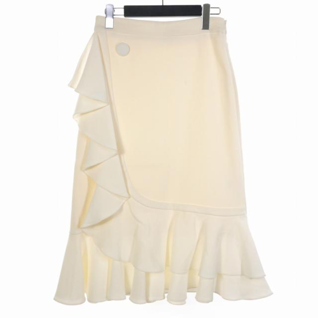 【中古】ジェイダブリューアンダーソン JWアンダーソン J.W.ANDERSON ラッフルスカート ロング 無地 34 白 ホワイト レディース
