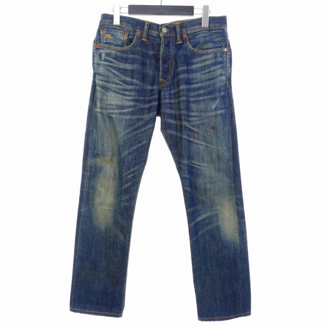 【中古】ダブルアールエル RRL SLIM NARROW SHUTTLE WOVEN スリムナローシャトルウーブン 加工デニム ジーンズ 29×30