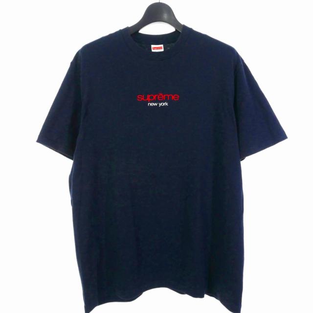 【中古】シュプリーム SUPREME 22SS Classic Logo Tee Tシャツ カットソー 半袖 M ネイビー 紺 メンズ