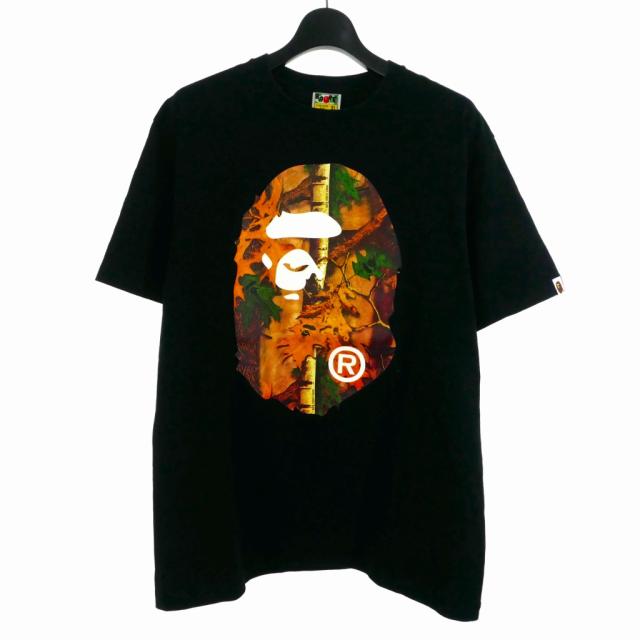 【中古】アベイシングエイプ A BATHING APE リアルツリー Tシャツ カットソー  半袖 XL ブラック 黒 メンズ