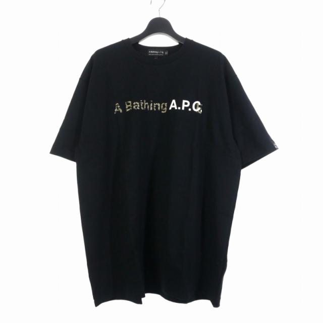 【中古】未使用品 アベイシングエイプ  X A.P.C. WIDE TEE  ロゴ Tシャツ ブラック 黒 2XL