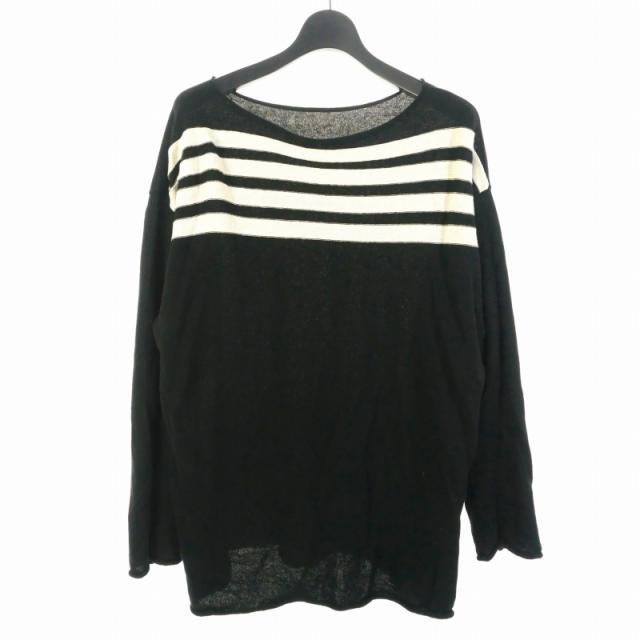 【中古】ワイズ Y's Ry/C TWISTED BOAT NECK PULLOVER KNIT ボートネック プルオーバー ニット 2 ブラック 黒