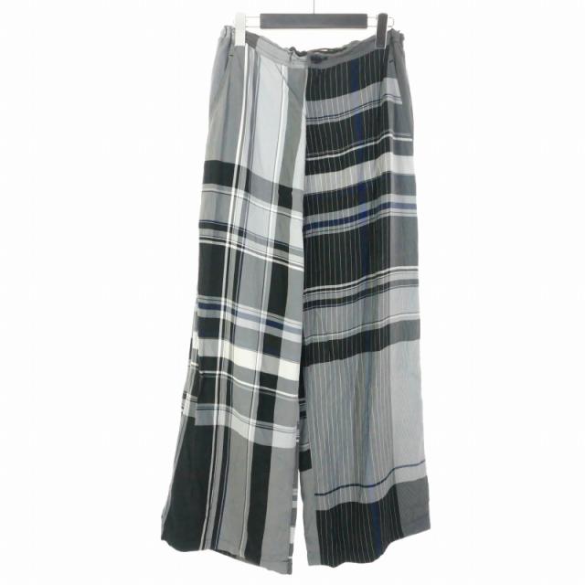 【中古】ワイズ Y's RAYON WRINKLED PLAID PANTS レーヨン チェック ワイドパンツ 2 マルチカラー