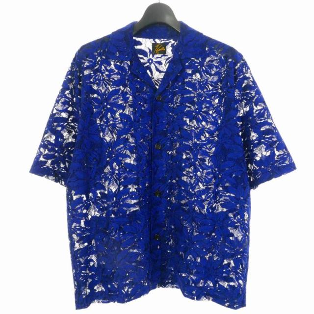 【中古】ニードルス ニードルズ Needles Cabana Shirt シャツ 半袖 M ネイビー 紺  MR252 メンズ