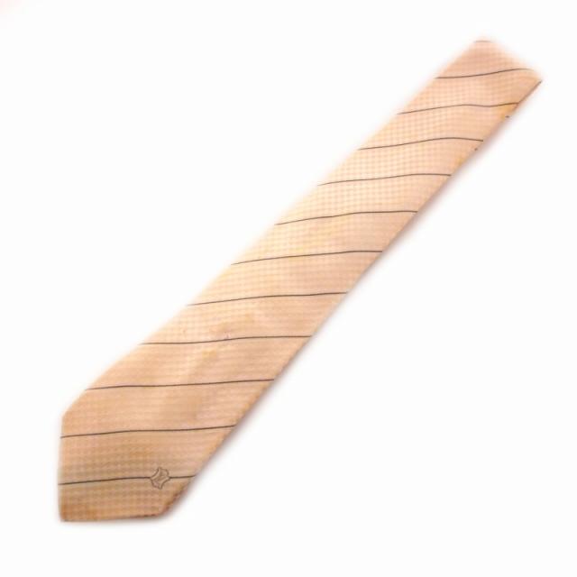 【中古】ルイヴィトン LOUIS VUITTON マイクロダミエ ストライプ シルクネクタイ ベージュ IS0195 メンズ