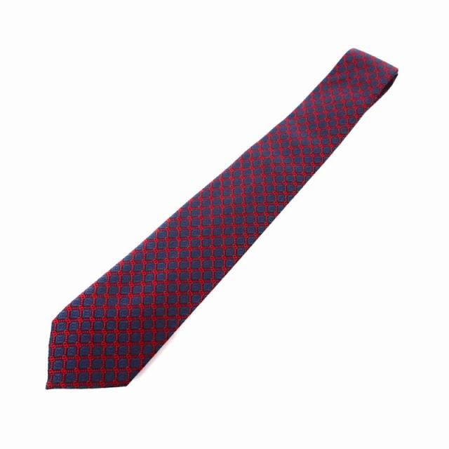 【中古】グッチ GUCCI ネクタイ 148×7?p ネイビー/レッド 571800 メンズ