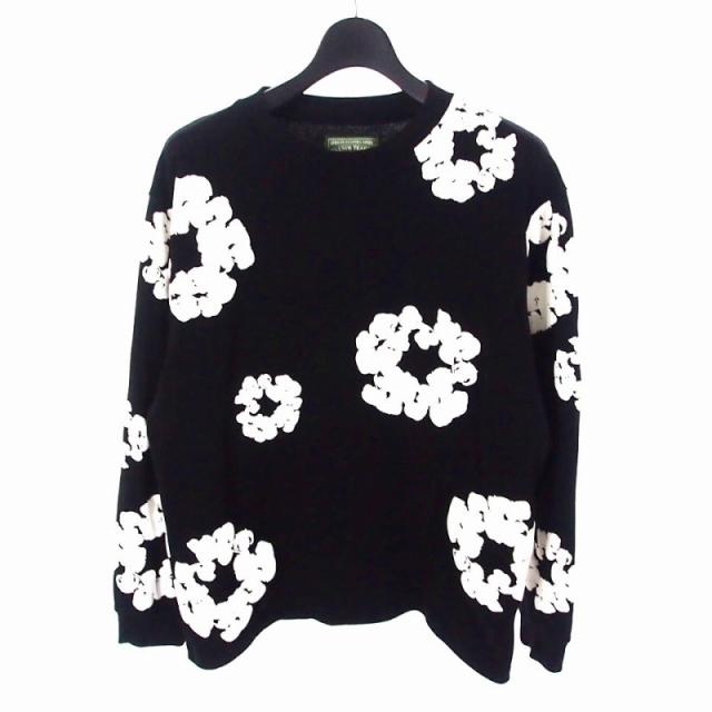 【中古】デニムティアーズ DENIM TEARS Long Sleeve Cotton Wreath T-shirt スウェット トレーナー M ブラック 黒  メンズ