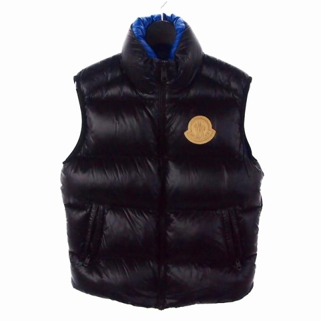 【中古】モンクレール MONCLER 24AW SUMIDO GILET ロゴ刺? ベスト 1 ブラック/ブルー 黒 青 J20911A00189 595GJ メンズ