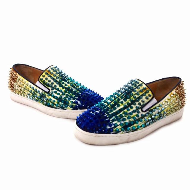 【中古】クリスチャンルブタン Christian louboutin スタッズ スパイク スリッポン スニーカー シューズ 41 マルチカラー メンズ