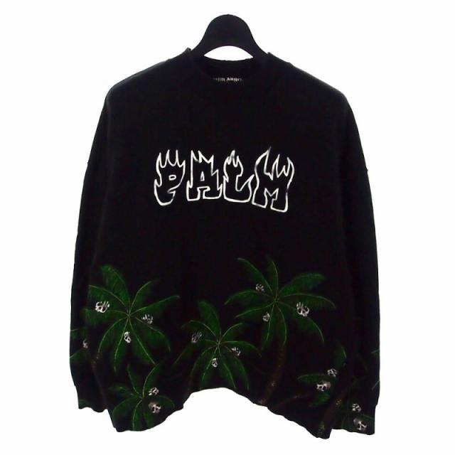 【中古】パームエンジェルス PALM ANGELS Palms & Skull Crew Sweatshirt スウェット トレーナー S ブラック 黒 pmba065s23fle006 メンズ