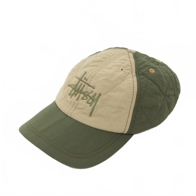 【中古】ステューシー STUSSY オールドステューシー 6パネルキャップ ロゴ刺繍 2トーン キルティング 緑 グリーン