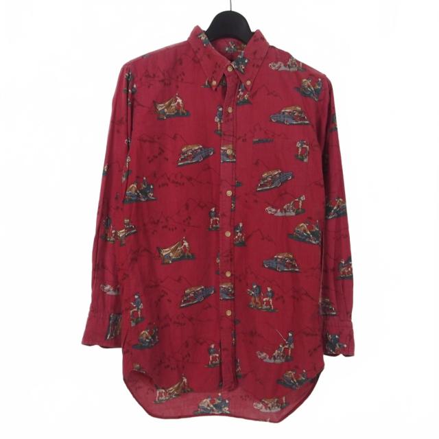 【中古】ポロ バイ ラルフローレン Polo by Ralph Lauren 80S-90S ビンテージ 総柄 フィッシング キャンプ シャツ L