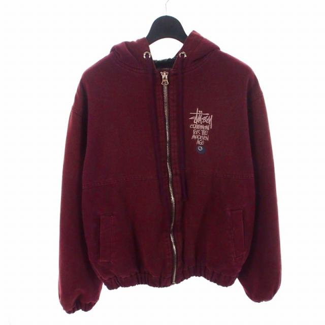 【中古】ステューシー STUSSY Canvas Insulated Work Jacket アクティブパーカー ジャケット ブルゾン XL ワインレッド メンズ