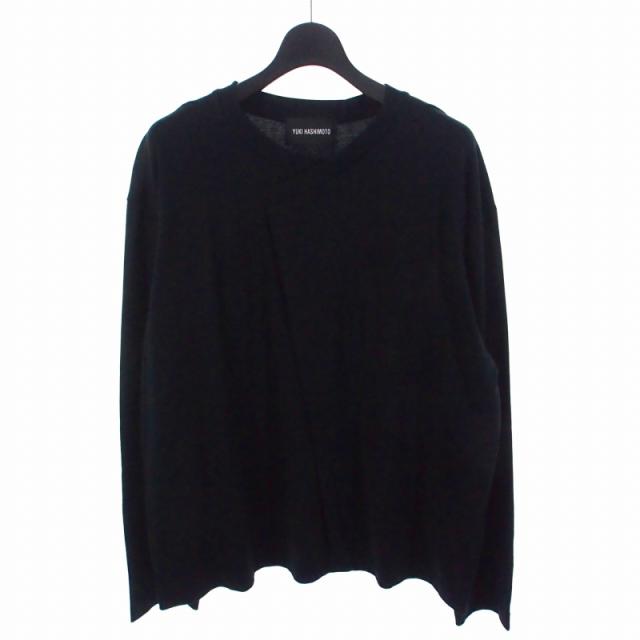 【中古】未使用品 ユウキハシモト YUKI HASHIMOTO LONG SLEEVE Y-NECK T-SHIRTS Tシャツ カットソー 長袖 L ブラック