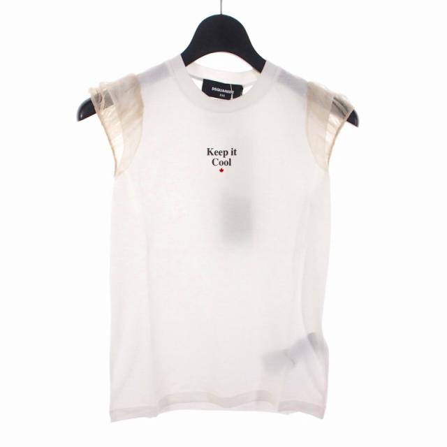 【中古】未使用品 ディースクエアード DSQUARED2 22SS Cap Sleeves Cool TeeＴシャツ カットソー 半袖 XXS ホワイト