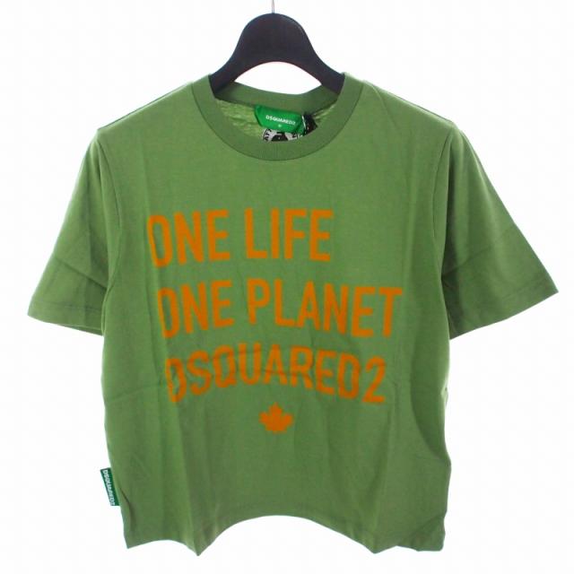 【中古】未使用品 ディースクエアード DSQUARED2 22SS One Life Ranny Tシャツ カットソー 半袖 M グリーン 緑 S73GC0266 レディース