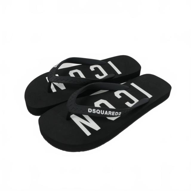 【中古】未使用品 ディースクエアード DSQUARED2 22SS BE ICON FLIP FLOPS ビーチサンダル 35 黒 ブラック S83FF0001 レディース